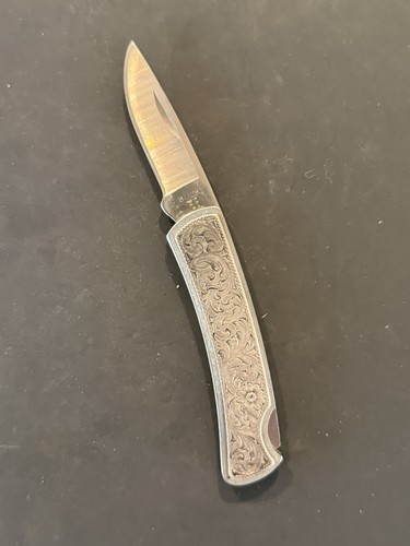 Vintage Buck Knife Stainless Folding Pocket Knife Engraved Anvil Stamp ...