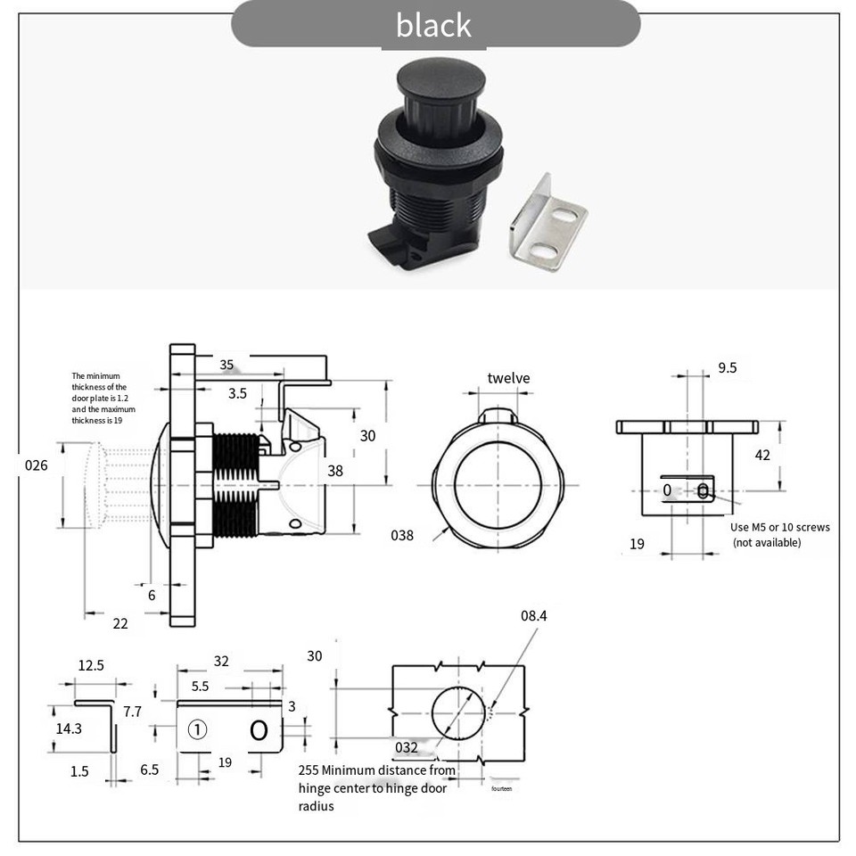 Rotary Push Type Door Lock for RV Cupboards Yachts and Wall Storage ...