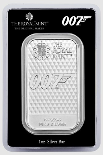 1 OZ .9999 FINE SILVER BAR 007 JAMES BOND DIAMONDS ARE FOREVER ...