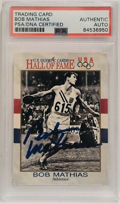PSA DNA Bob Mathias Signed Authentic Auto Stanford🌲USA 🇺🇸 Olympic HOF ...