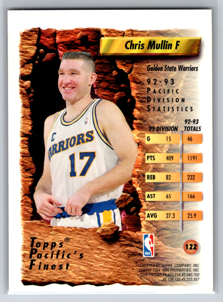 Chris Mullin 1993-94 Topps Finest Pacific's Finest Base Set Card #122 ...