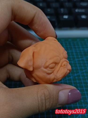 1:12 Pug Puppy Dog Pets Head Sculpt For 6" Male Action Figure Body Toy ...