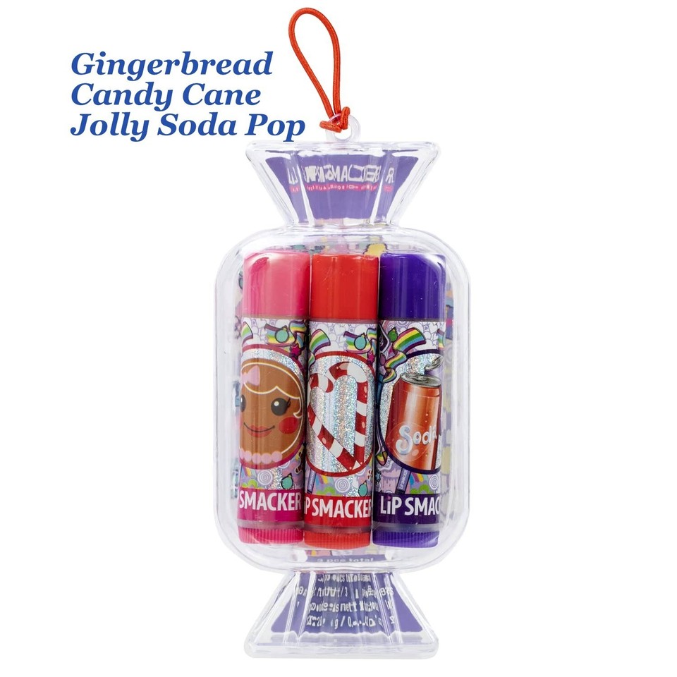 Lip Smacker Ornament 3 Flavors Lip Balm, Gingerbread Candy Cane Jolly ...