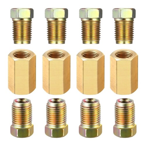 1/4 Brake Line, 7/16-24 Inverted Line Fittings & Brass Unions, 12pcs ...