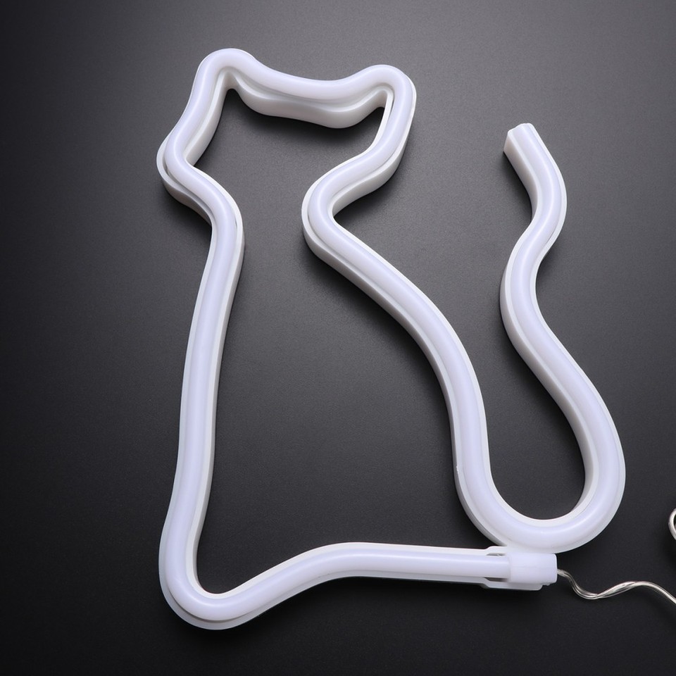 LED Cat Shape Neon Light 1000lm Night Light Wall Decoration Lamp (White ...