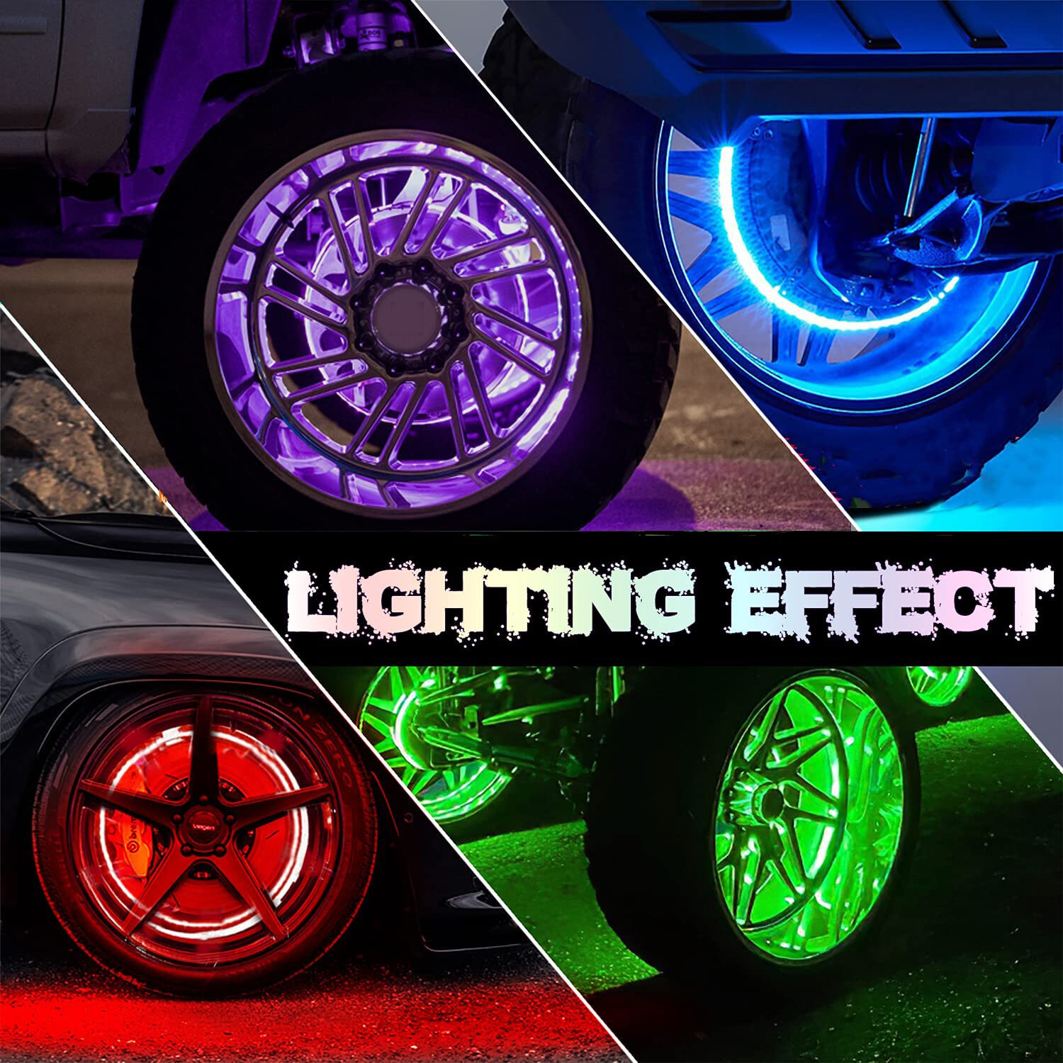 4x 14.5'' RGB Wheel Ring Lights LED Light For Truck Car Rim Lights ...