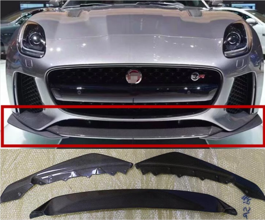 For 2014-2016 Jaguar F-TYPE SVR Front Lip Splitters carbon fibre Bumper ...