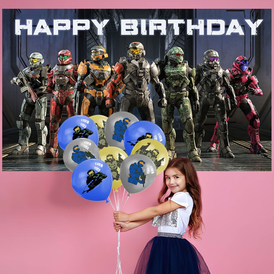 Halo Happy Birthday Party Supplies Balloon Cake Toppers Banner 5X3FT | eBay