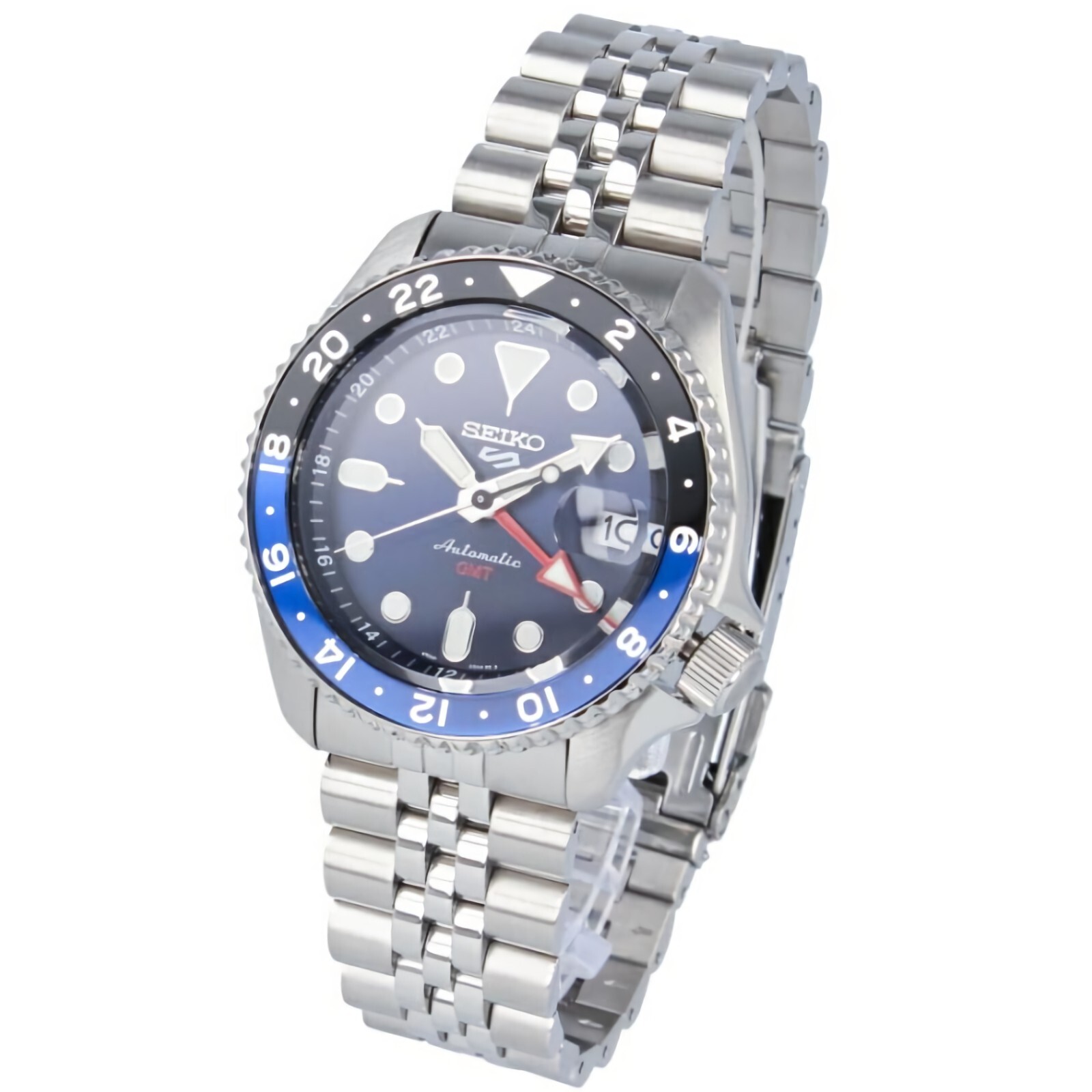 Seiko 5 Sports Stainless Steel 42.5 MM GMT Automatic Blue Dial Watch ...