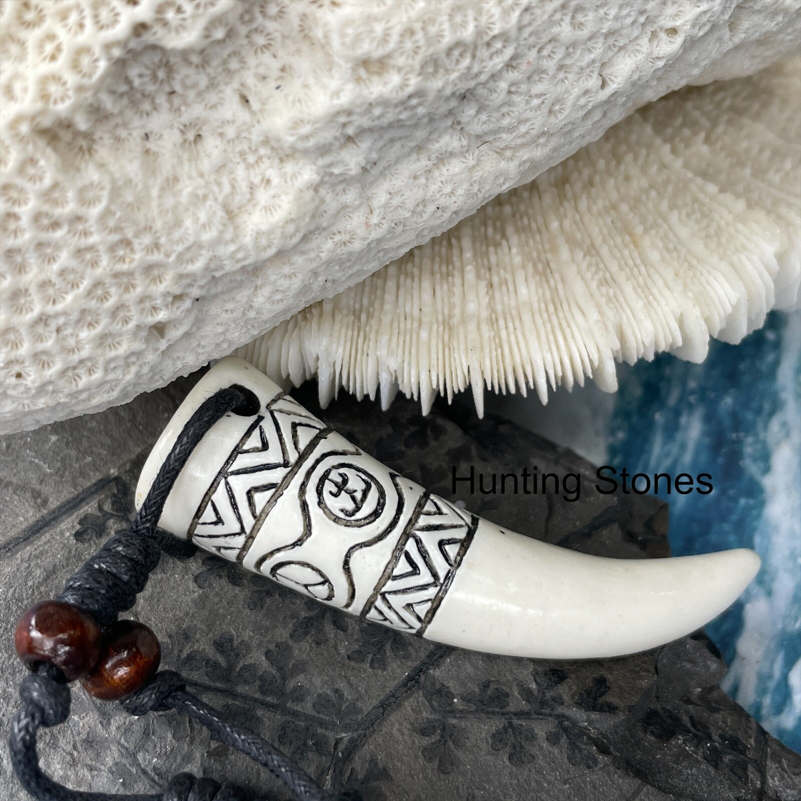 Unisex Tribal Resin Whale Tooth Surfer Necklace - Happiness Protection ...