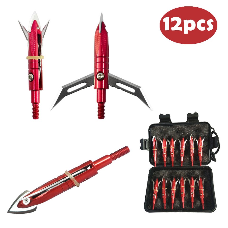 12pcs Retracted 402 Stainless Steel Blade Broadheads Compound Crossbow ...