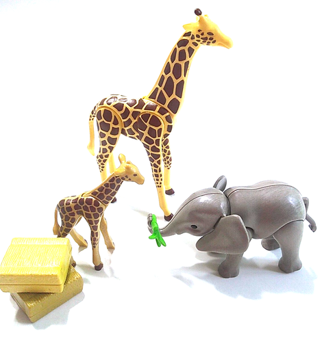 Playmobil Giraffes + Baby Elephant Hay Zoo Animals Wildlife B9 | eBay