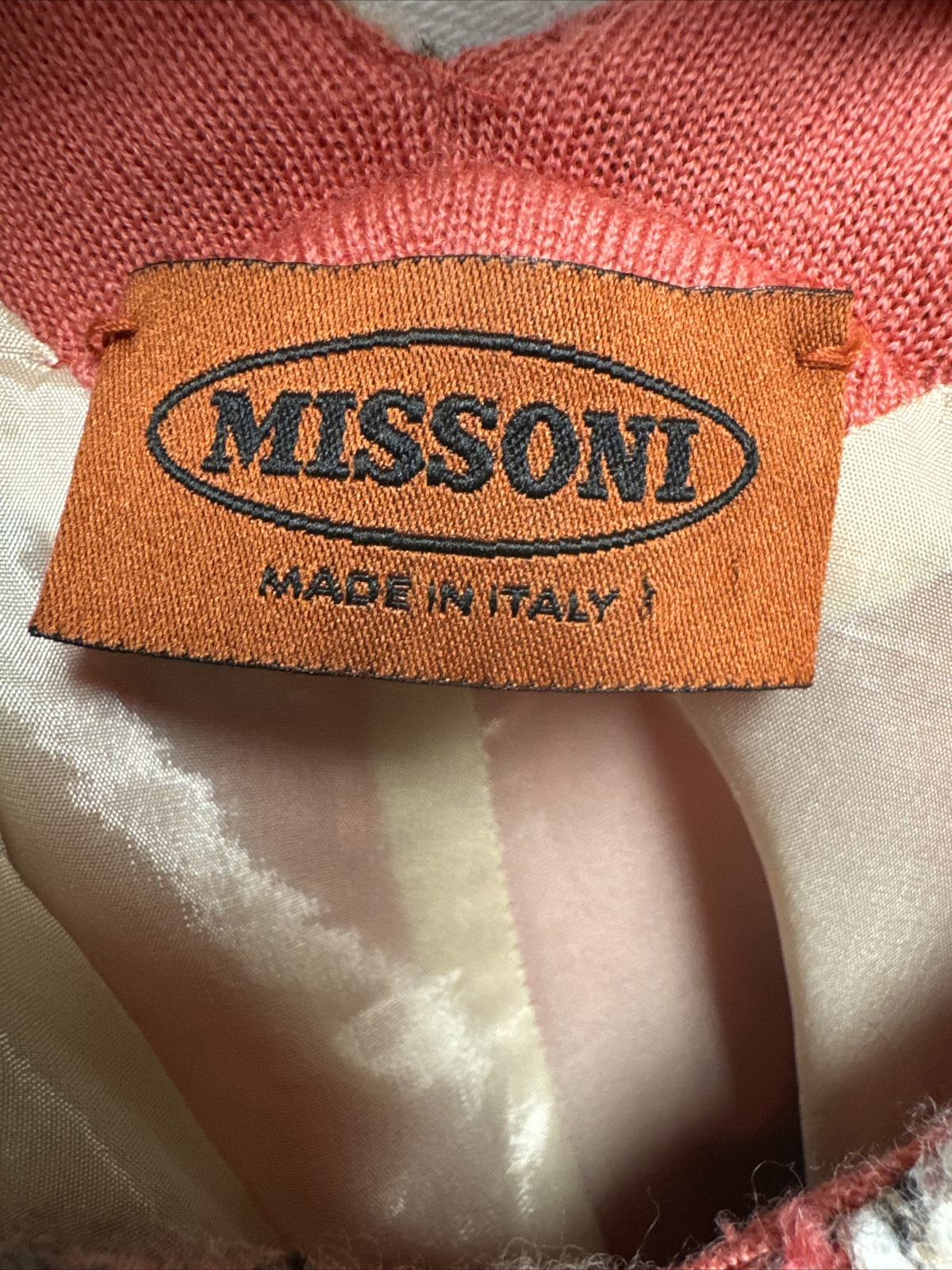 MISSONI Dress IT 42, US 6-8 Orange Label Wool Knit Sleeveless w/Coral ...