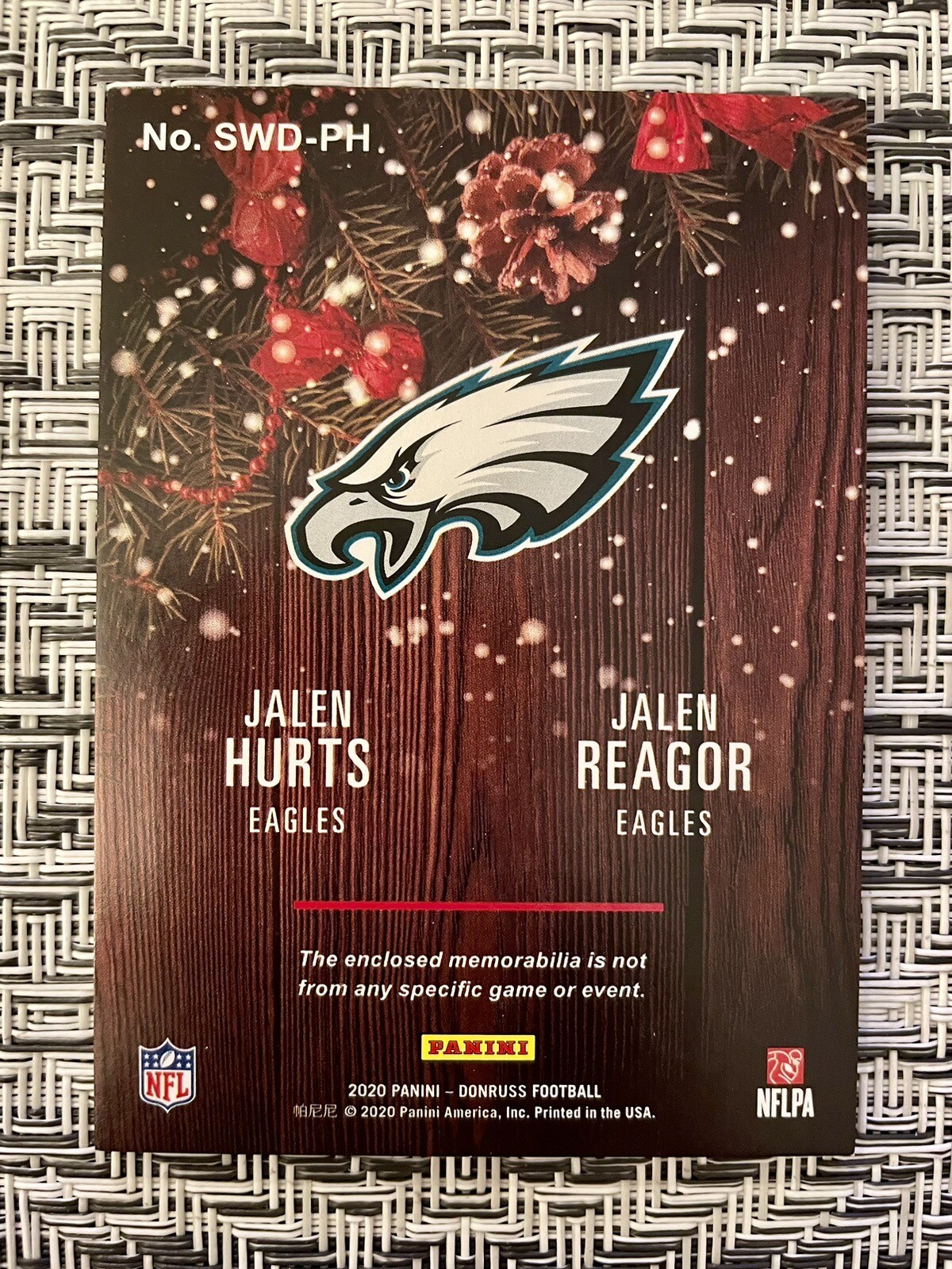 2020 Panini Donruss Holiday Sweaters Jalen Hurts / REAGOR #SWD-PH Rookie RC | eBay