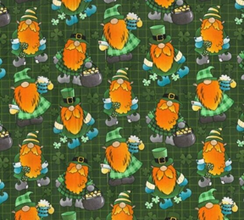 IRISH GNOMES FABRIC ST PATRICKS DAY DWARF FOLKLORE GNOME GOOD LUCK BY ...