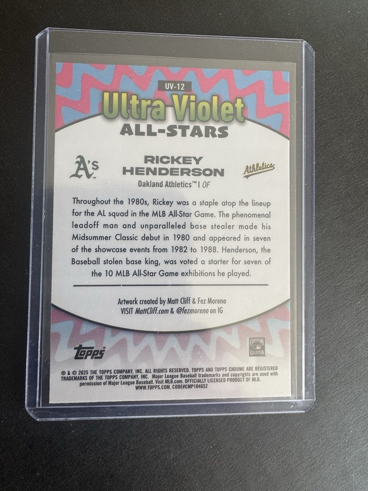 RICKY HENDERSON Ultra Violet All-Stars SP | 2025 Topps Chrome UV-12 ...