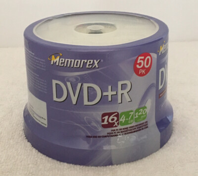 Memorex DVD+R 50 Pack 16X, 4.7GB, 120 Min. Recordable Brand New Factory ...