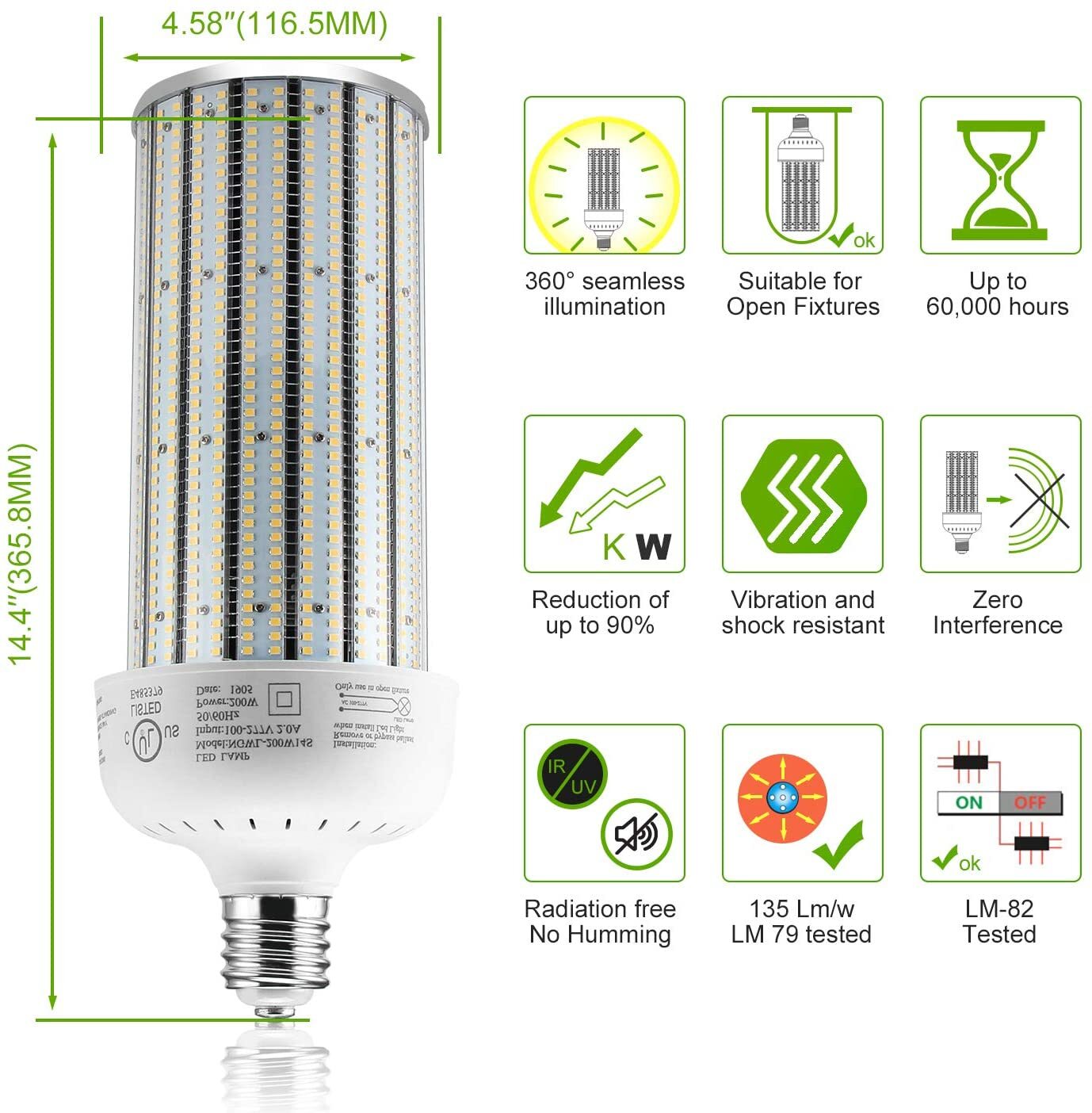 200W LED Corn Cob Bulb E39 Mogul Base Replace 1000W MH/HPS High Bay ...