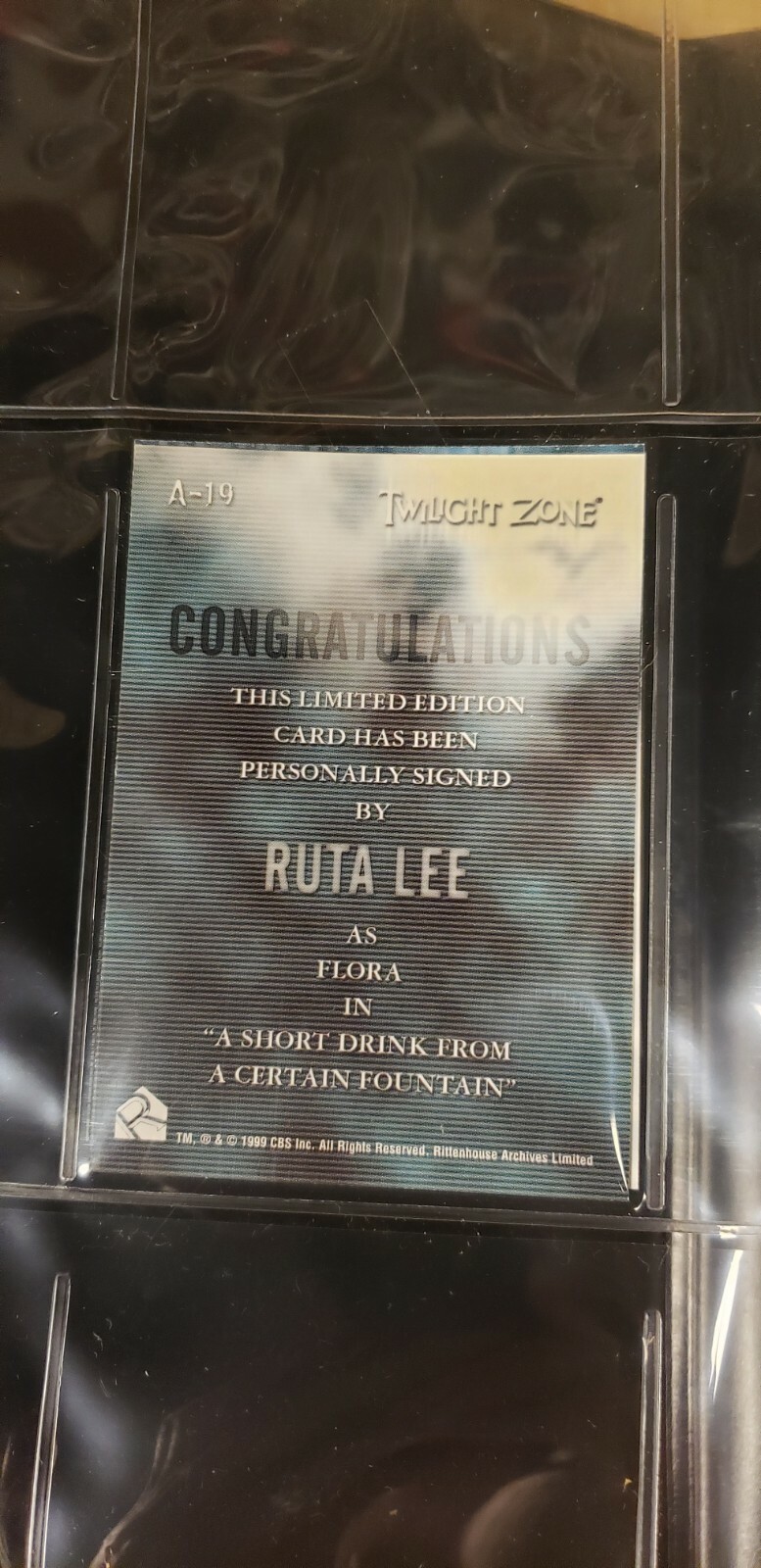 TWILIGHT ZONE TRADING CARDS PREMIERE EDITION BINDER A19 RUTA LEE ...