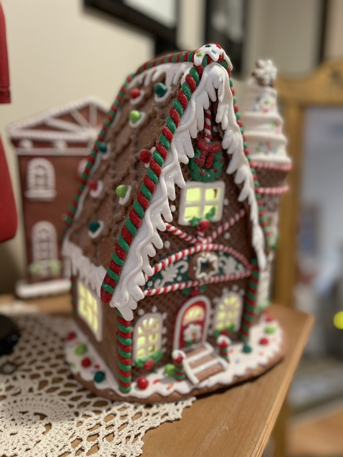 Trimsetter Christmas Gingerbread Ice Cream Cone House LED NWT | eBay