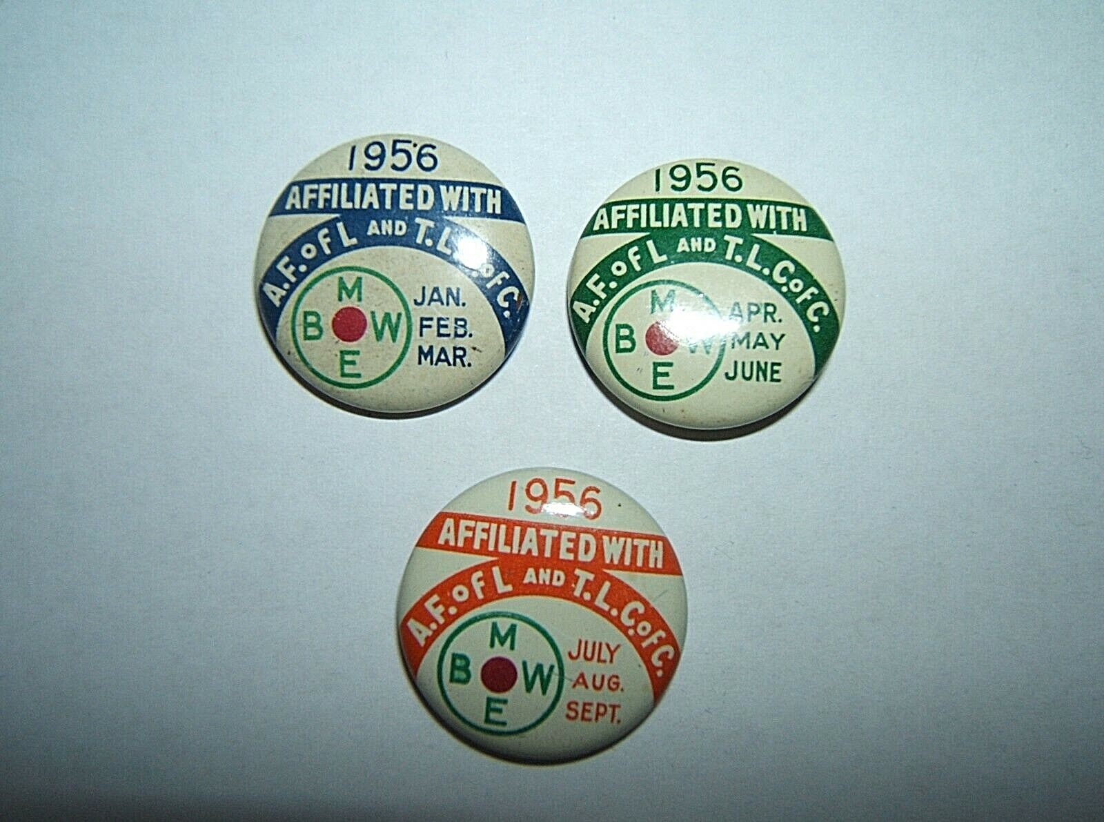 Lot of 8 Vintage PINBACK AFL-CIO & TLC of C 'BMWE' TRADE UNION PINS ...