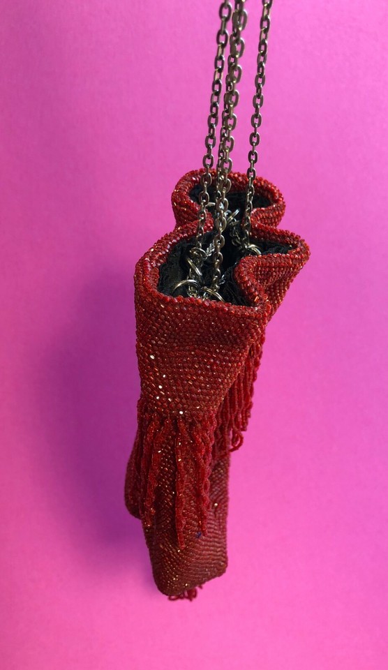 1920's Vintage Style Flapper Bag Evening Purse Art Deco RUBY RED Glass ...