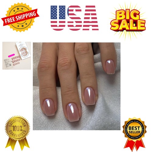 Press on Nails 30pcs Lady Pink Short Square Acrylic Fake Nails with ...