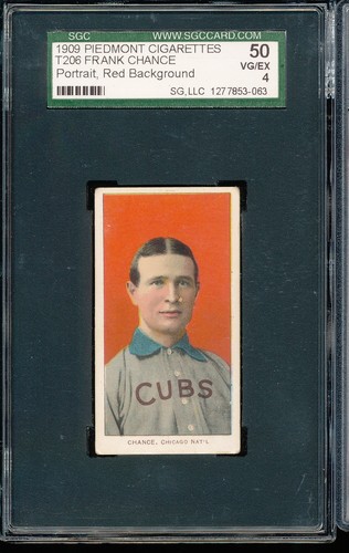 T206 Piedmont 150/25 Frank Chance (Red Portrait) SGC 4 - Cubs - well ...