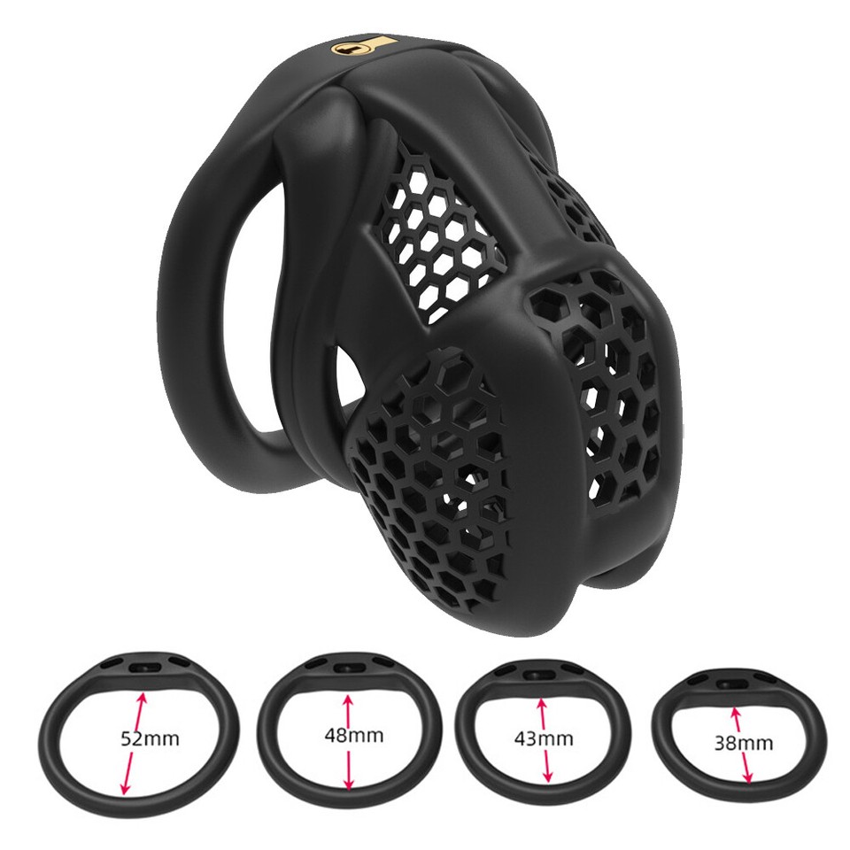 NEW Beehive Pro Breathable Cage Male Chastity Device Mini Lock 2 Type Rings Man | eBay