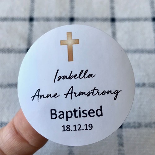 Personalized Baptism Christening Favor Stickers Gift Labels Gold Cross ...