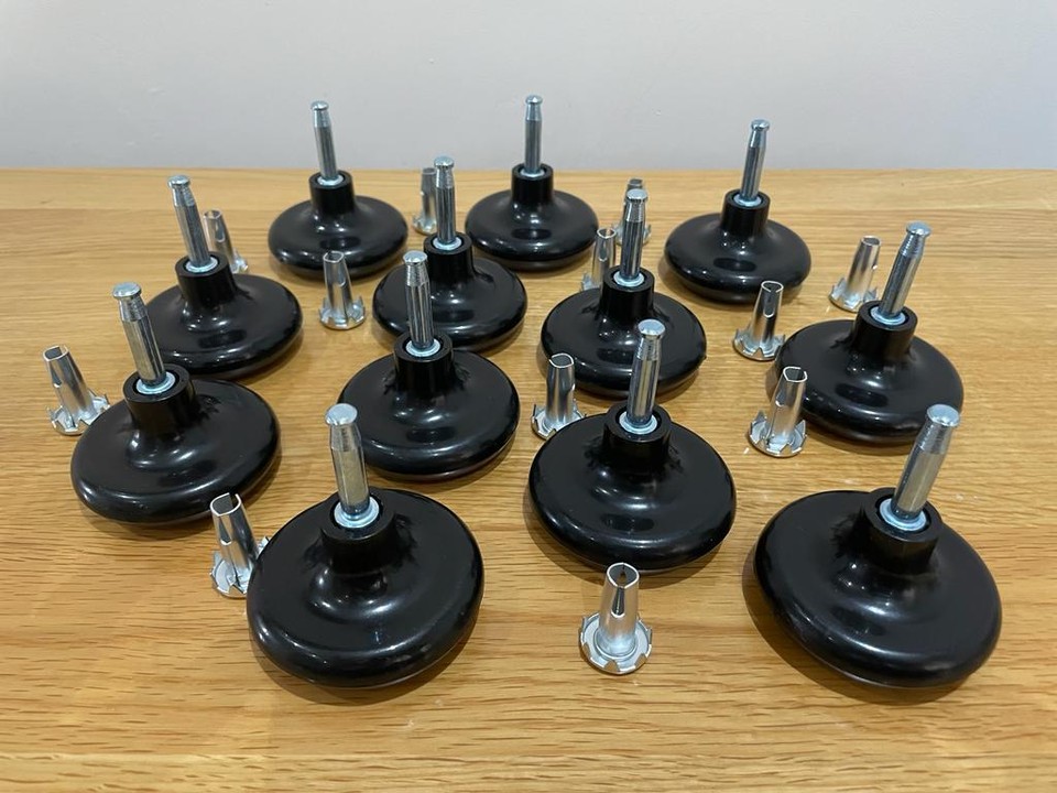 12x black Feet Glides Castors & Insert For Divan Bed Base, Sofa 3-5 ...
