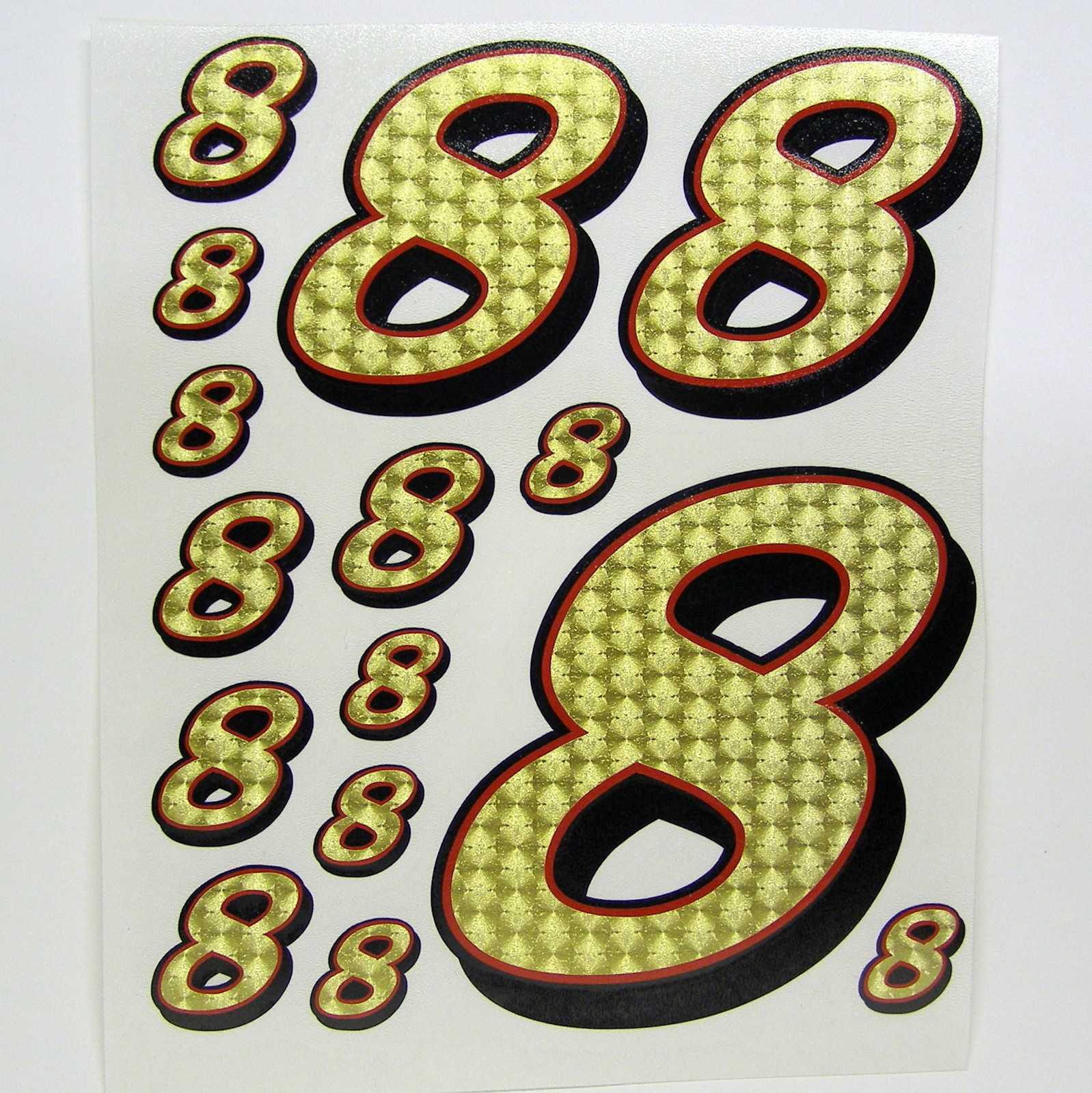 Racing Numbers Number 8 Decal Sticker Pack Gold Red Black 1/8 1/10 RC ...