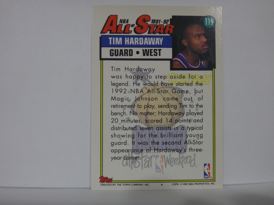 1992-93 Topps ALL-STAR Gold #119 TIM HARDAWAY | eBay