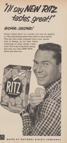 1953 Nabisco Ritz Crackers - Happy Smile Guy Enjoys Taste - Print Ad ...