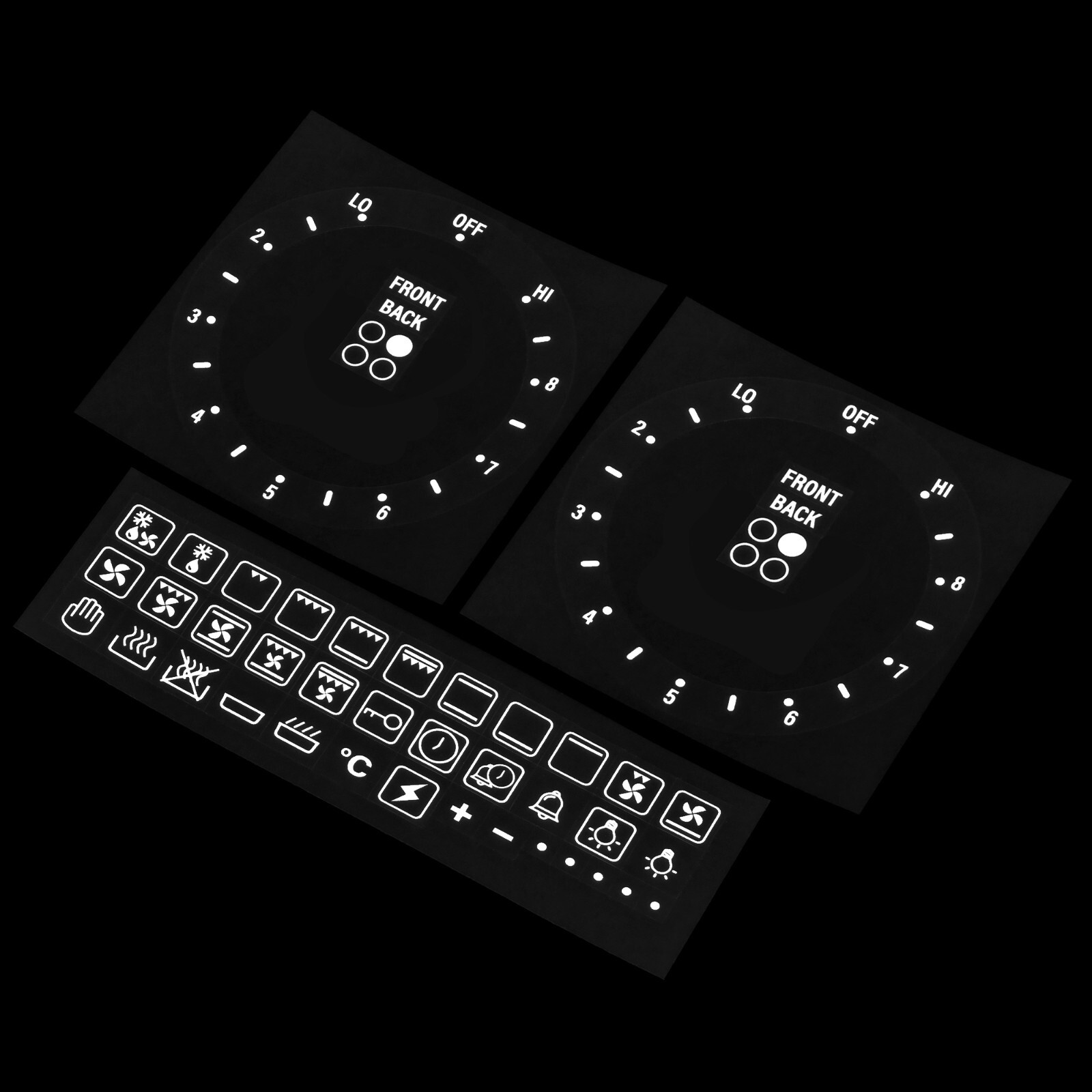 White Text Combo 64pcs 2 Dials Hi Lo Adhesive Hob Stove Dial Knob ...