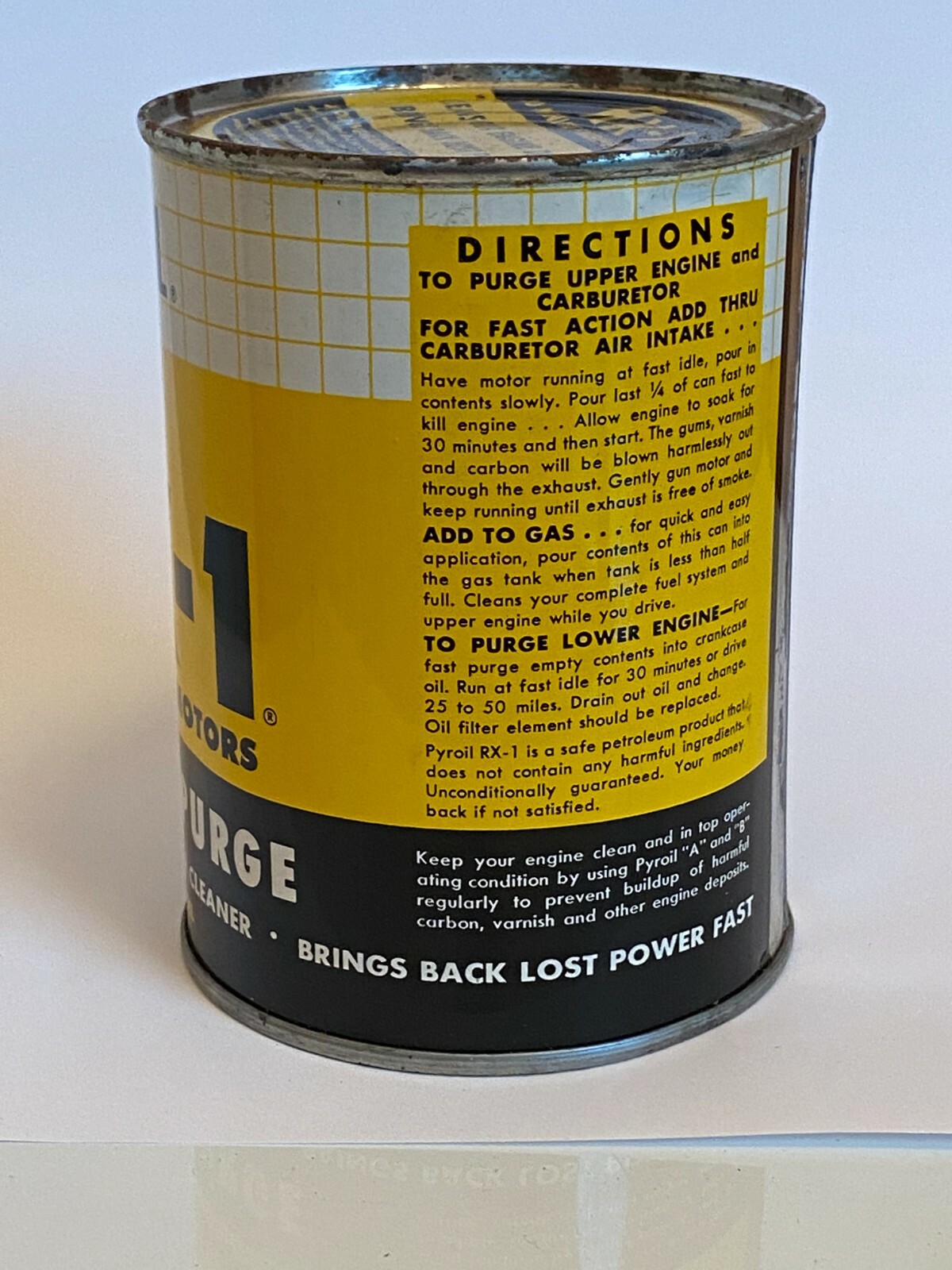 Vintage 1970s Pyroil RX-1 Oil Treatment Tin Can 16oz Solder Sealed ...