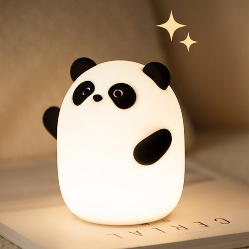 Cartoon Touch Sensor Night Lamp USB Rechargeable Dimmable Panda LED ...