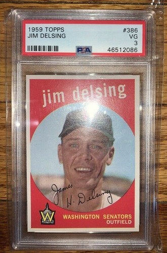 1959 Topps Jim Delsing Card #386 PSA 3 Vintage Baseball Washington ...