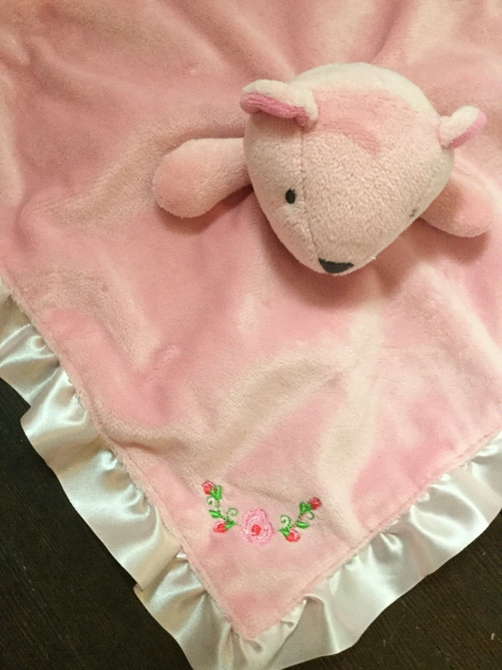 Stepping Stones Baby Lovey Pink Plush Teddy Bear Satin Ruffle Trim ...
