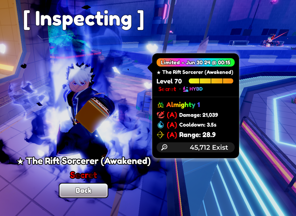 The Rift Sorcerer (Awakened) Gojo Almighty 1 (CHEAPEST) Anime Defenders ...