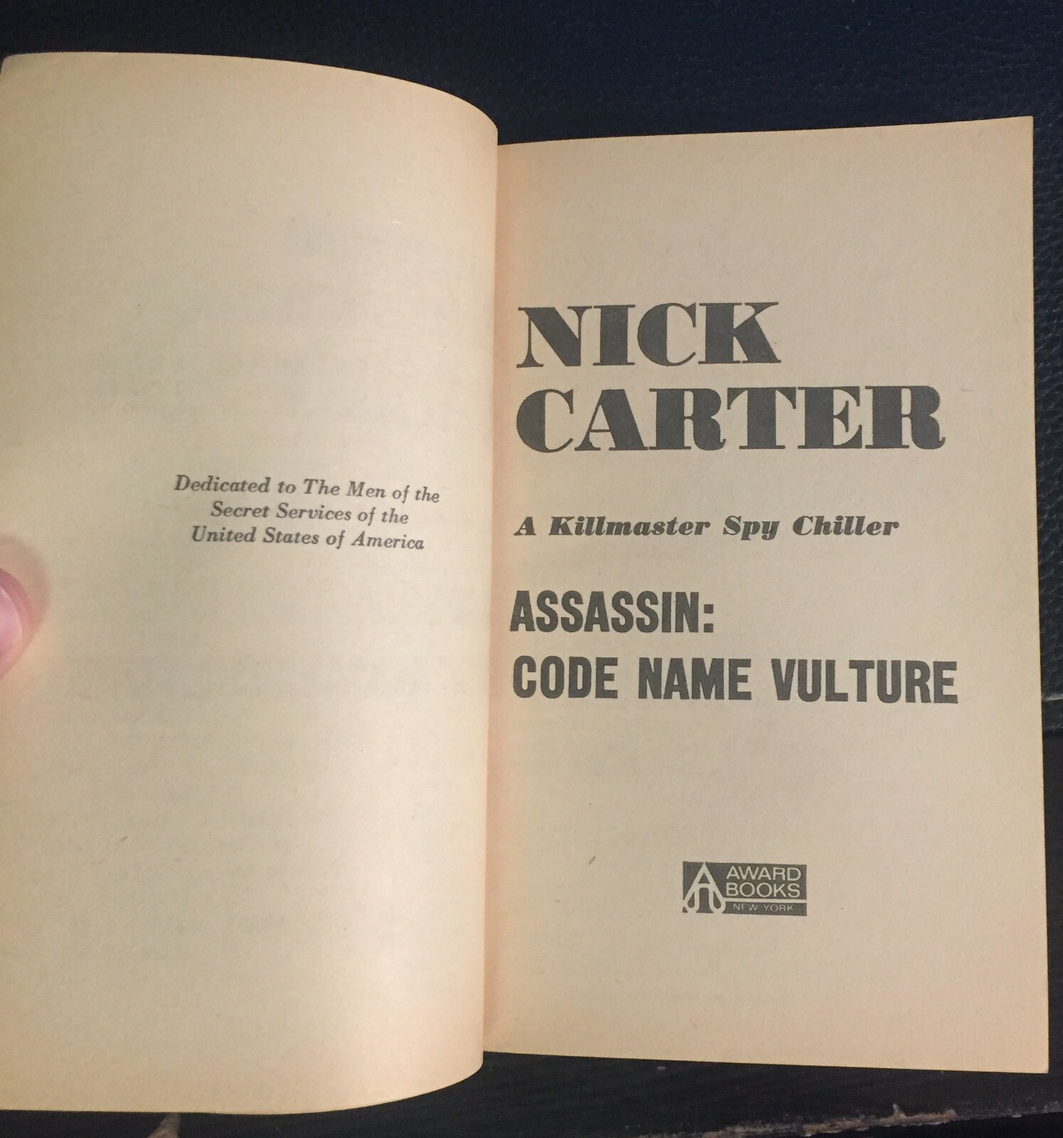 Assassin: Code Name Vulture by Nick Carter [1974 Award 1st Ed. pb ...