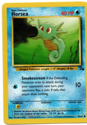 1999 Horsea Basic Pokémon Card 49/62 Fossil Edition | eBay
