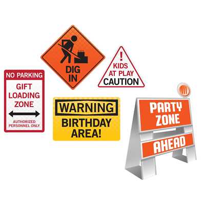 Big Dig Builder Construction 5 Pk Cardboard Road Warning Signs Room ...