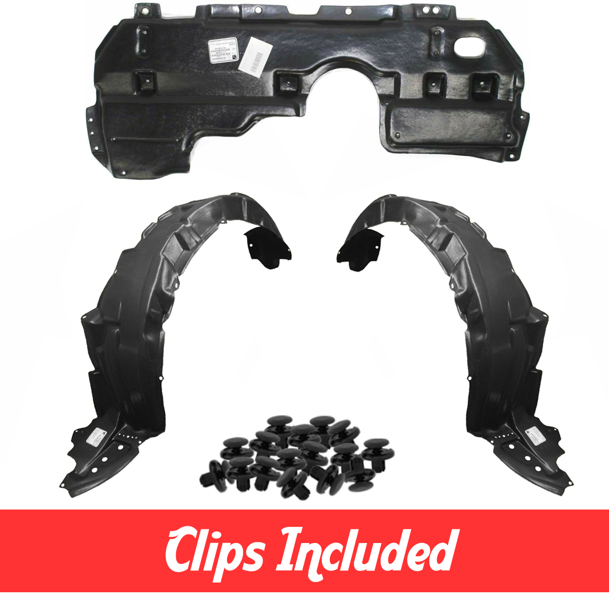 Front Fender Liner & Engine Under Cover Set w/ Clips For 2011-2015 ...