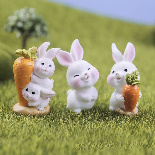 Micro Landscape Miniature Rabbit Figurine Cartoon Miniature Resin Hare ...