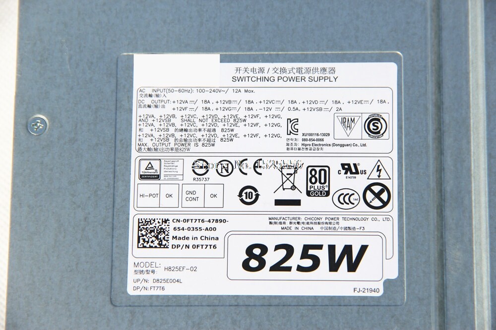 For Dell T5810 T7810 T7910 825W Power Supply D825EF-02/ H825EF-02 ...