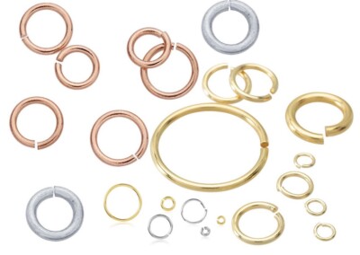 14K Solid Gold Round Open Jump Rings 22 Gauge .65mm Chain Ends Range 1. ...