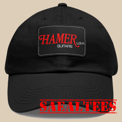 Hamer Guitars USA Black Dad Hat with Leather Patch - Adjustable Size | eBay
