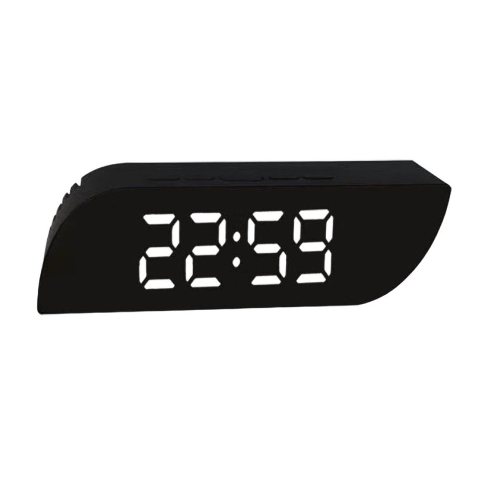 Compact LED Digital Alarm Clock with Mirror Front Time and Room Temp ...