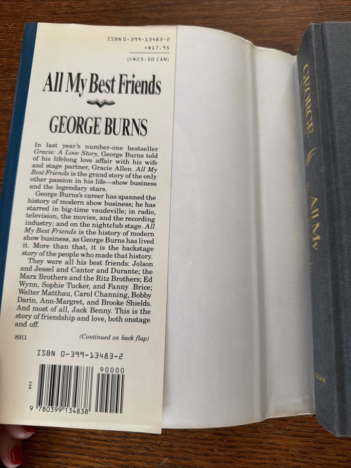 **GEORGE BURNS SIGNED 1989 1st Edition ALL MY BEST FRIENDS w/DJ | eBay